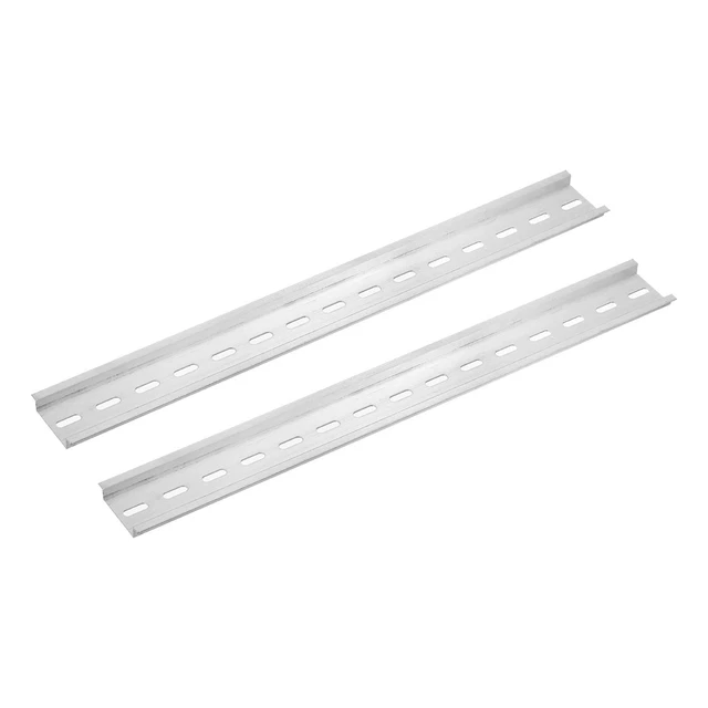 2 PCS DIN Rail Slotted Aluminum Mounting Guide Silver Tone 300mmx35mmx7 ...