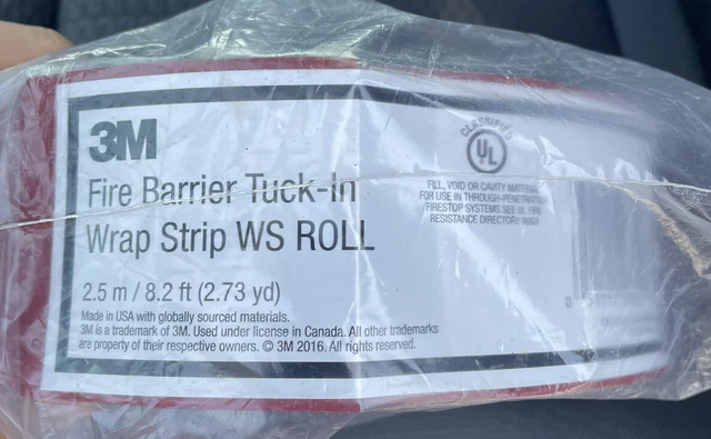 3M FIRE BARRIER Tuck-In Wrap Strip WS ROLL, 8.2 ft NEW AND SEALED $25. ...
