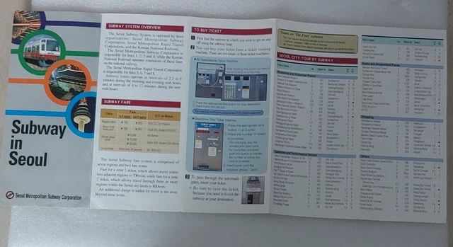 KOREA SEOUL SUBWAY route map leaflet $12.00 - PicClick