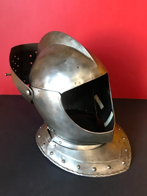 MEDIEVAL LARP WARRIOR steel Italian Close Armet Helmet Knight Visor ...
