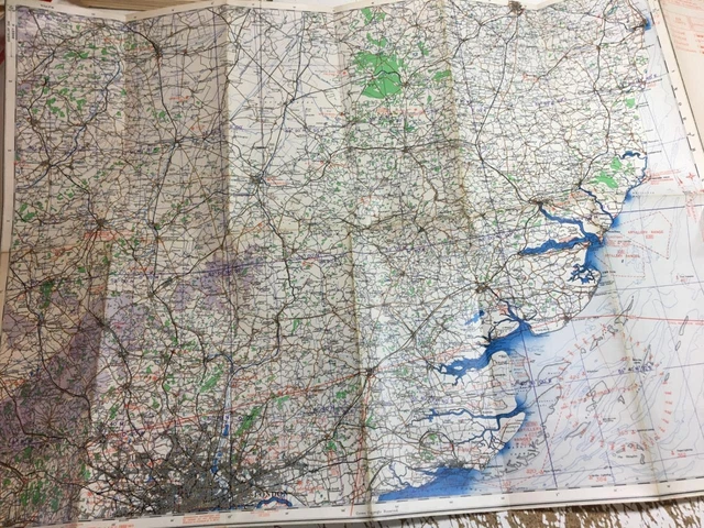 ) 1938 RAF Map Original WW2 pilots chart Map london Airfields & Danger ...