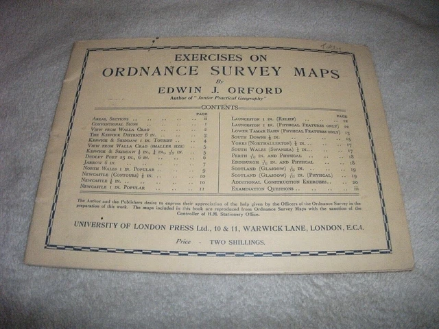 EXERCISES ON ORDNANCE SURVEY MAPS. circa 1934. EDWIN J ORFORD. 1st ...