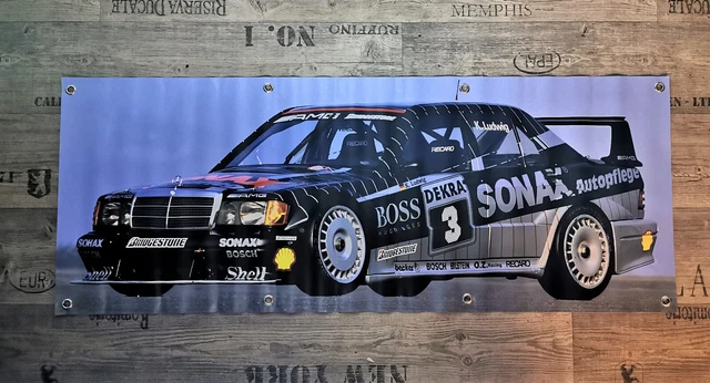 FAHNE WERBE BANNER für Mercedes Benz Fans EVO 190E W201 2,5 16V DTM ...