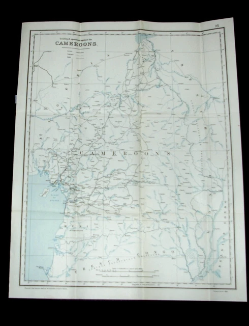 WW1 MAP OF COMBINED OPERATIONS AGAINST THE CAMEROONS, 1914, OS 1919 £14 ...
