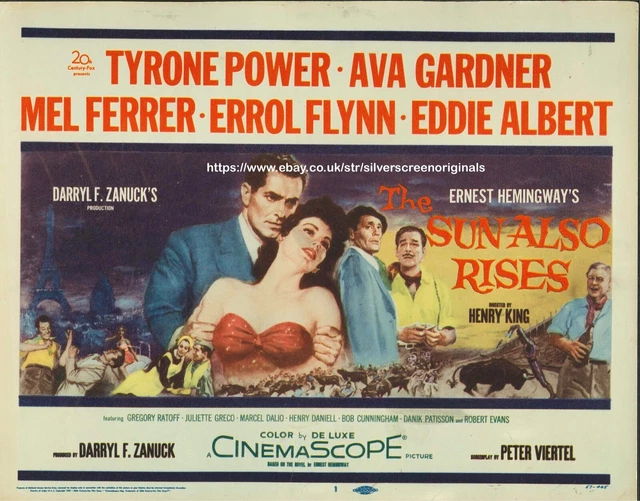 SUN ALSO RISES ORIGINAL US Lobby Title Card Ernest Hemingway Ava ...