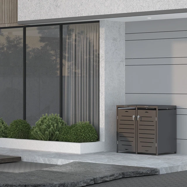 MÜLLTONNENBOX 2ER MÜLLTONNENVERKLEIDUNG Abfallbehälter Mülltonnenhaus Müllbox EUR 439,80 ...