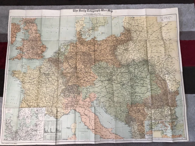 WW1 THE DAILY Telegraph War Map Alexander Gross Europe Linen Type £25. ...