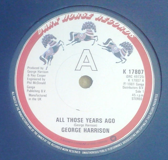 GEORGE HARRISON & All Those Anni Fa " Super UK Orig 45 Raro Carta ...