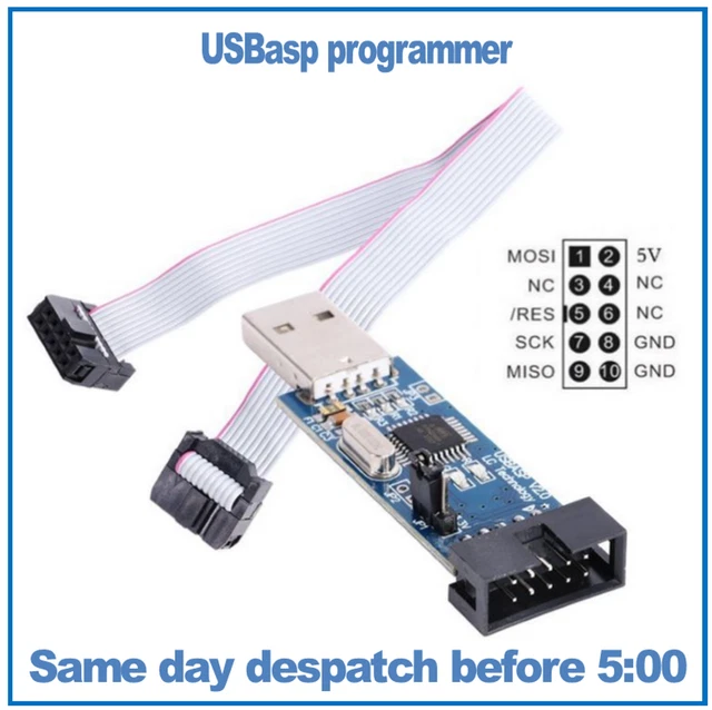 USBASP USB ISP Programmer ATMEL AVR, ATMega, ATtiny, Arduino. With IDC ...