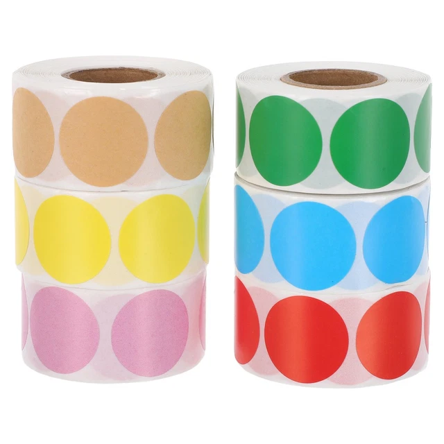 6 ROLLS ROUND Blank Kraft Paper Self Adhesive Label Stickers Writable ...