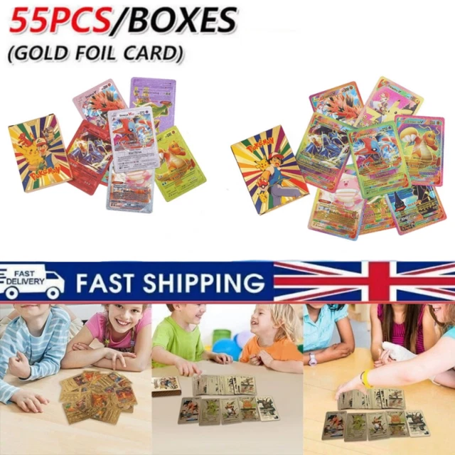 55 PCS POKEMON Colored Cards, TCG GX, VMAX GX Cards, Collectible ...