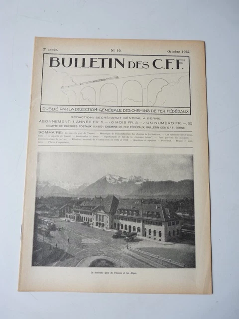 BULLETIN DES CFF N°10 Octobre 1925 Magazine Train miniature (25390) EUR ...
