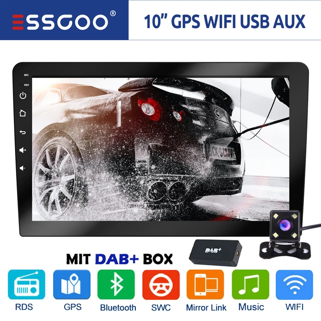 AUTORADIO ESSGOO 10& Android 11 avec DAB + Bluetooth GPS navigation 2 DIN + caméra EUR 93,77 ...