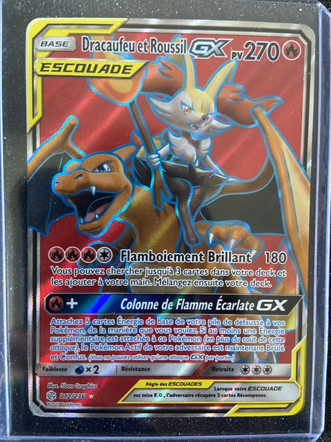 CARTE POKÉMON DRACAUFEU et Roussil GX - Full Art Ultra Rare 212/236 EUR ...
