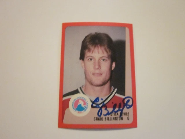 CARTES PRO SIGNÉES Craig Billington 1988 Cartes Ahl Carte-Utica Devils ...