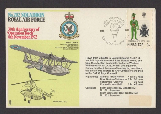 1972 202 SQUADRON 30th ANNIVERSARY OPERATION TORCH RAF FLIGHT COVER £0. ...
