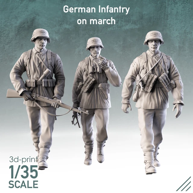 GERMAN INFANTRY ON march 1/35 scale 3D printed resin model kit EUR 18 ...