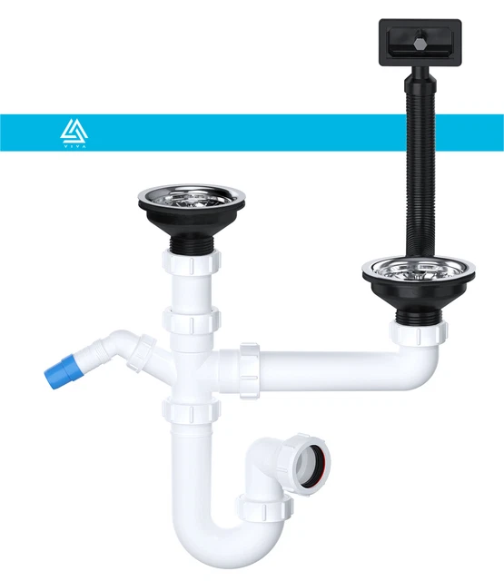 STRAINER WASTE AND Trap Kit for Double Bowl & Half with Square Overflow ...