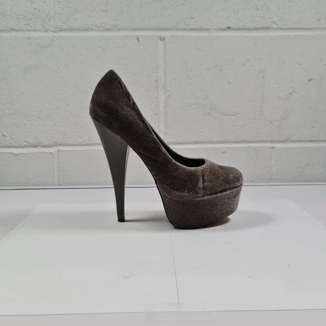 RIVER ISLAND WOMENS Platform Pumps Grey Silver UK 5 Velour EU 38 £13.99 ...