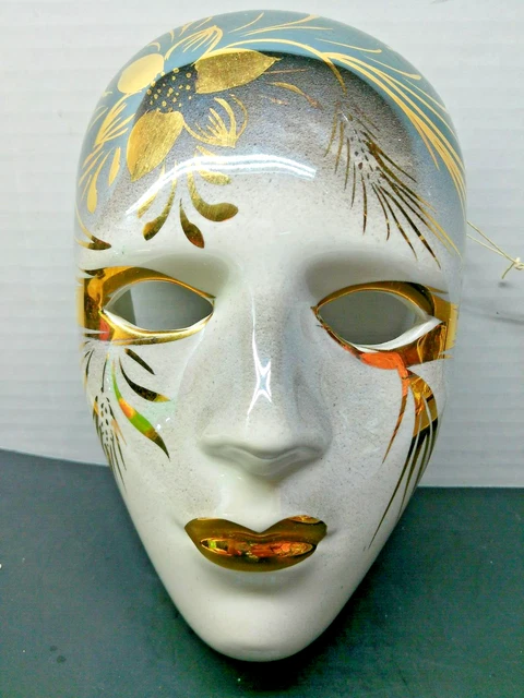 VINTAGE HAND MADE Hand Painted Carnival Mask made in Italy Signed $32. ...