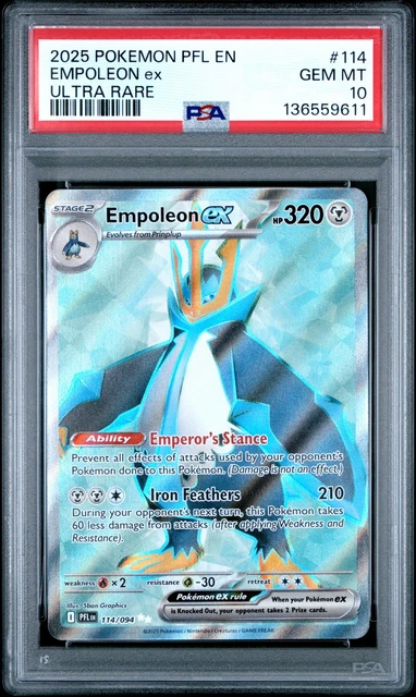 2025 POKEMON PFL En-Phantasmal Flames Ultra Rare #114 Empoleon Ex Psa ...