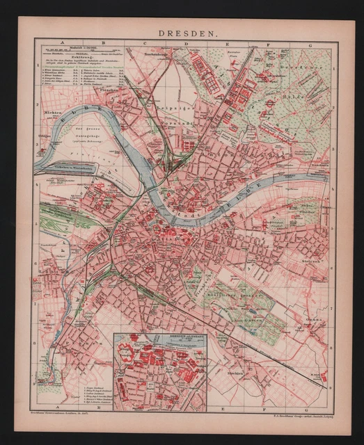 MAP CITY MAP 1892: city map DRESDEN and more surroundings. Saxony £17. ...