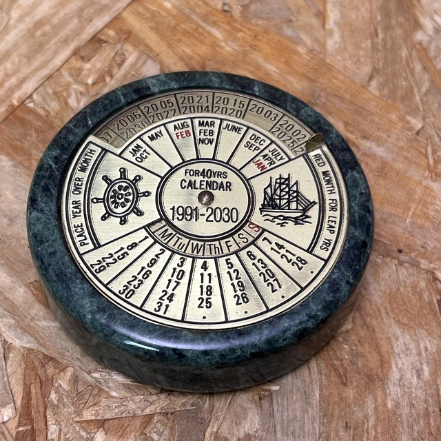 VINTAGE STONE SERPENTINE 40 year Perpetual Desk Calendar 1991-2030 ...