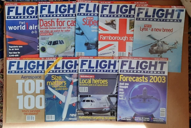 FLIGHT INTERNATIONAL MAGAZINE X9 Issues from March, July, Aug, Nov, Dec ...