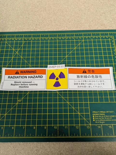 APPLIED MATERIALS IMPLANTER XR9500 "Warning Radiation Hazard" Sticker ...
