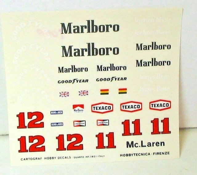 MCLAREN F1 MARLBORO - Technical Hobby Cartograf Decals - 1:43 New £20. ...