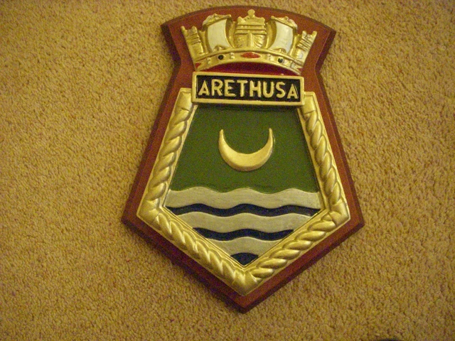 ROYAL NAVY HMS Arethusa ships crest £26.70 - PicClick UK