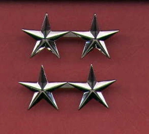 PAIR OF TWO Star General's Rank Insignia badges with silver finish USA ...
