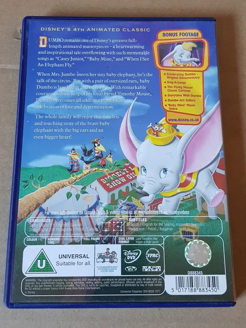 ORIGINAL WALT DISNEY Classics Dumbo Cartoon Movie DVD. £8.63 - PicClick UK