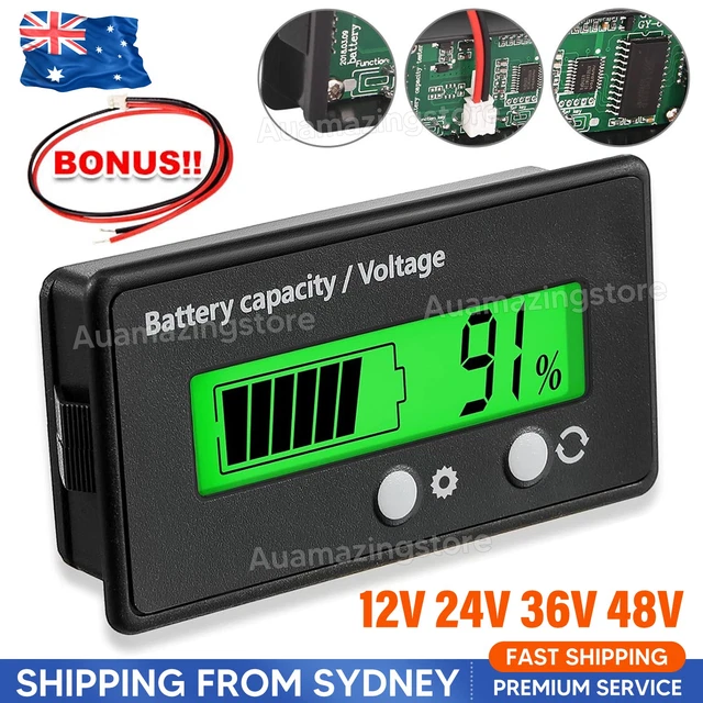 LCD 12V-48V BATTERY Capacity Indicator Voltage Voltmeter Monitor Meter ...