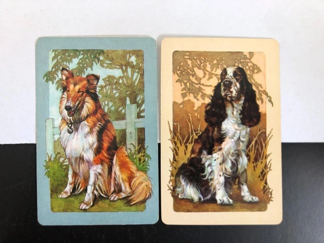 VINTAGE RETRO ART Swap Playing Cards: Rough Collie Spaniel Dogs Artist ...
