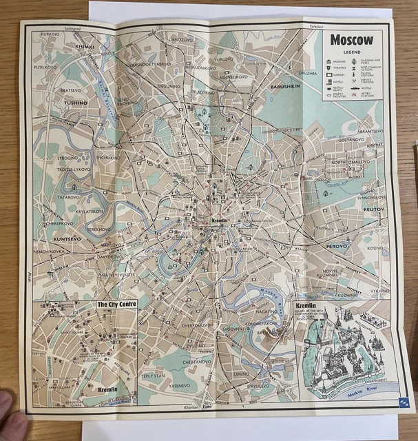 VINTAGE STREET MAP Of Moscow RUSSIA £2.99 - PicClick UK