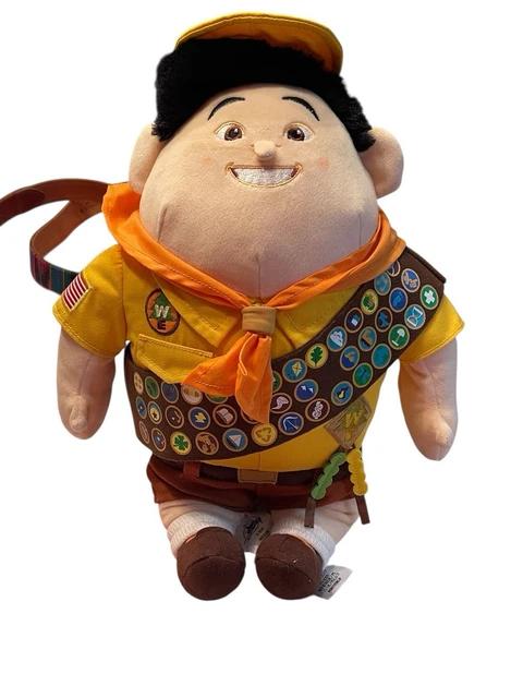 DISNEY PIXAR 10TH Anniversary Up Disney Store Russell Boy Scout Stuffed ...