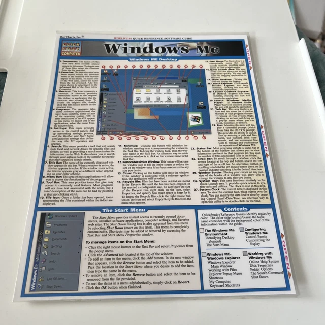 MICROSOFT WINDOWS ME: Millennium Edition Laminated Quick Study Guide 4 ...
