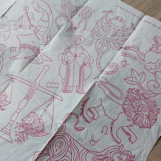 VINTAGE IRON ON Embroidery Transfers 1960s Zodiac Signs £6.00 - PicClick UK