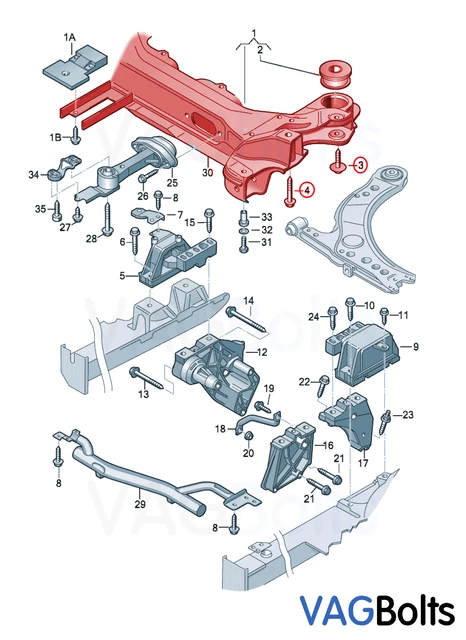 VW AUDI FRONT Subframe Assembly Carrier Bolt kit Golf Mk4 Bora Beetle ...