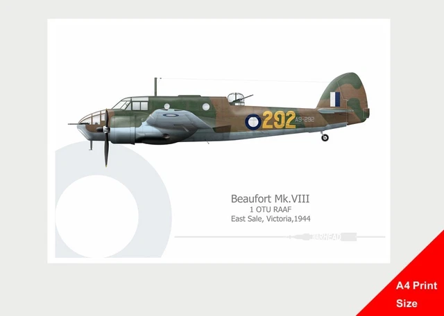 WARHEAD ILLUSTRATED BEAUFORT Mk.VIII 1 OTU RAAF #292 A4 Aircraft Print ...