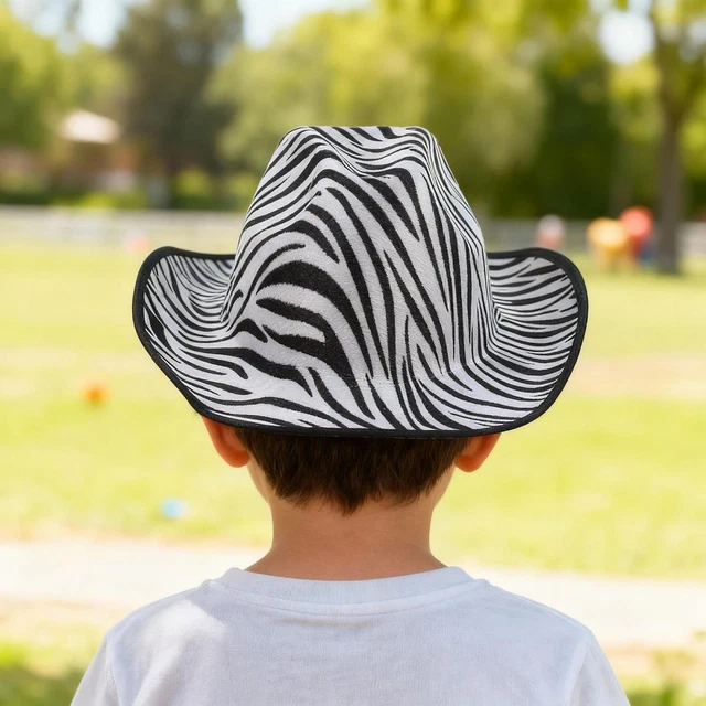 ZEBRA PRINT COWBOY Hat Funny for Carnival Wild West Themed Parties ...