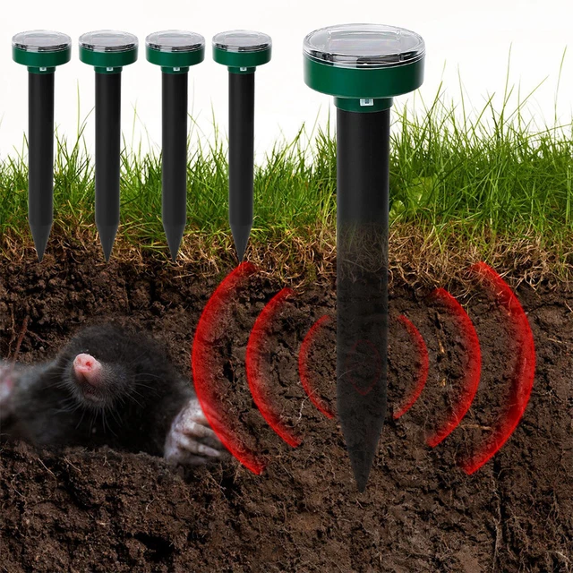 4 PACKS SOLAR Power Animal Repeller Ultrasonic Mole Pest Cat Mice ...
