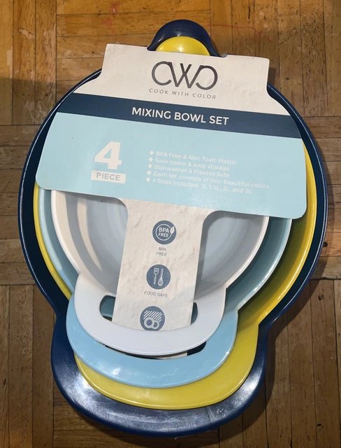 COOK WITH COLOR Mixing Bowls 4 Piece Nesting Plastic Mixing Bowl Set ...