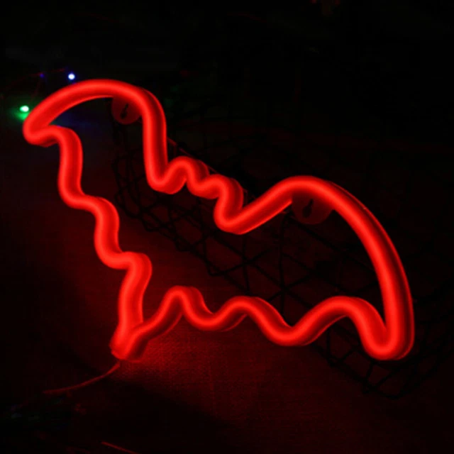 MAN HALLOWEEN SIGN LED Bat Neon Light Window Decoration Child £19.69 ...