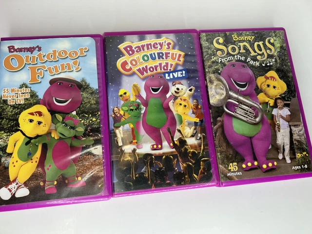 BARNEY VHS MOVIE Lot Of 3 outdoor fun, colourful world, songs from The ...