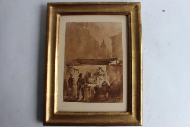 ANCIEN DESSIN ORIGINAL Lavis signé (42410) EUR 98,00 - PicClick FR