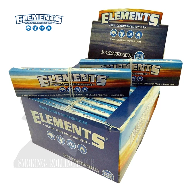 CARTINE ELEMENTS CONNOISSEUR Lunghe Slim E Filtri di Carta Da 24 ...