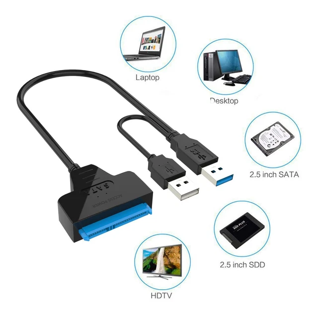 USB TO SATA Adapter Cable Data Converter 3.0 to 2.5''/3.5'' For HDD SSD ...