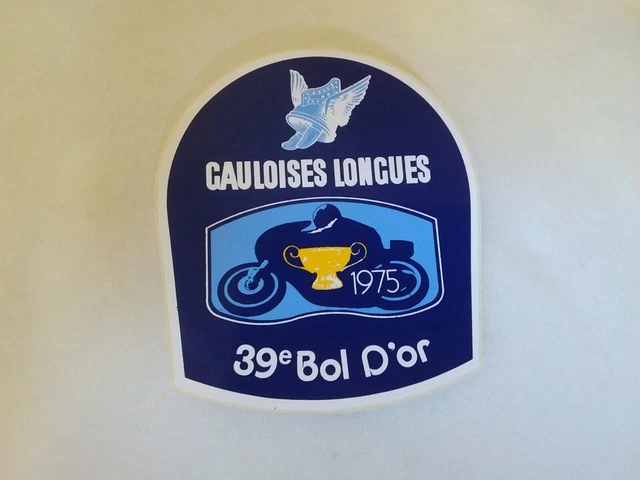ANCIEN AUTOCOLLANT VINTAGE gauloises longues casque moto 39eme bol d'or ...